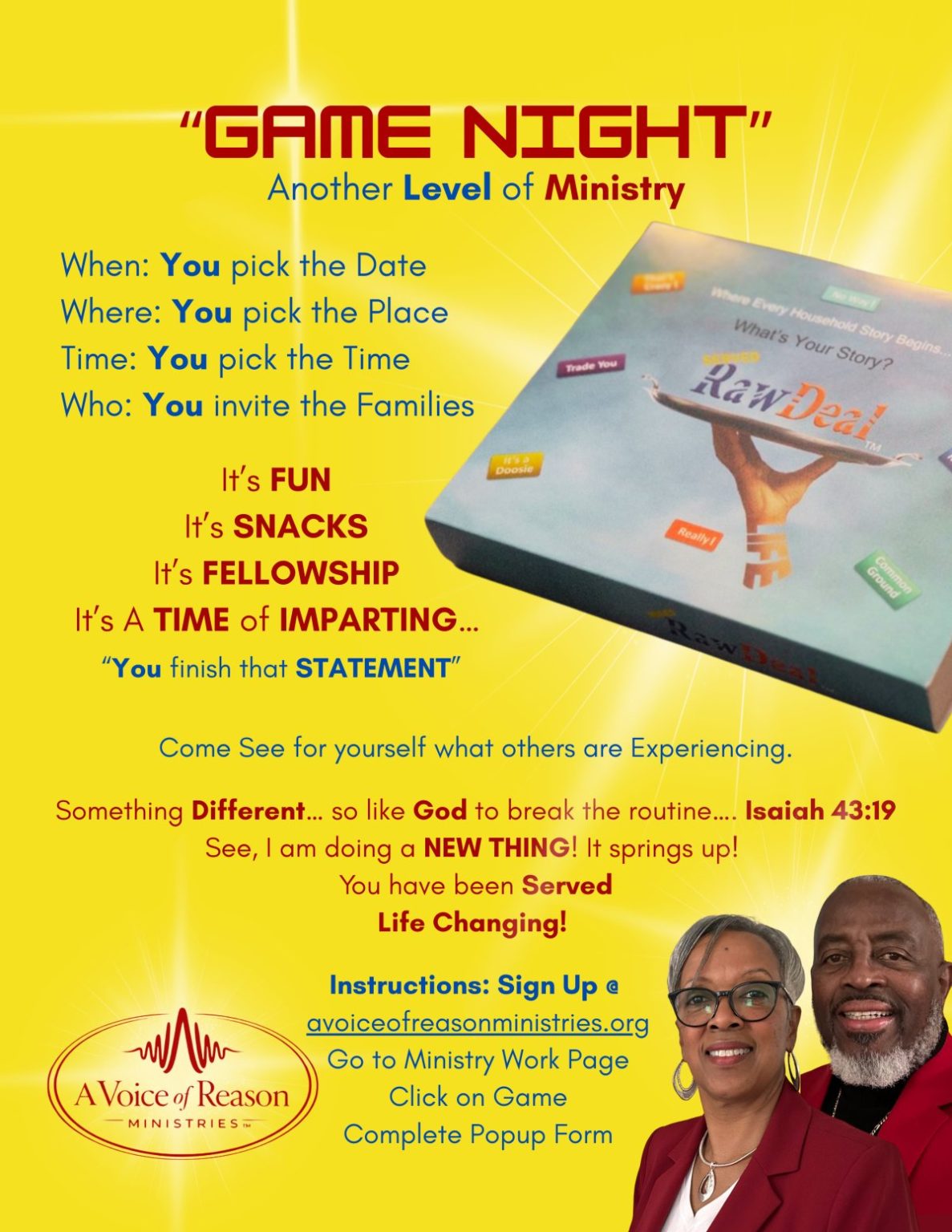 MINISTRY WORK – A Voice of Reason Ministries